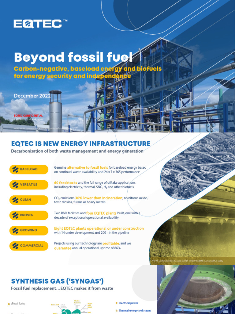 Introduction To EQTEC (Dec 2022) CT | PDF | Gasification | Materials