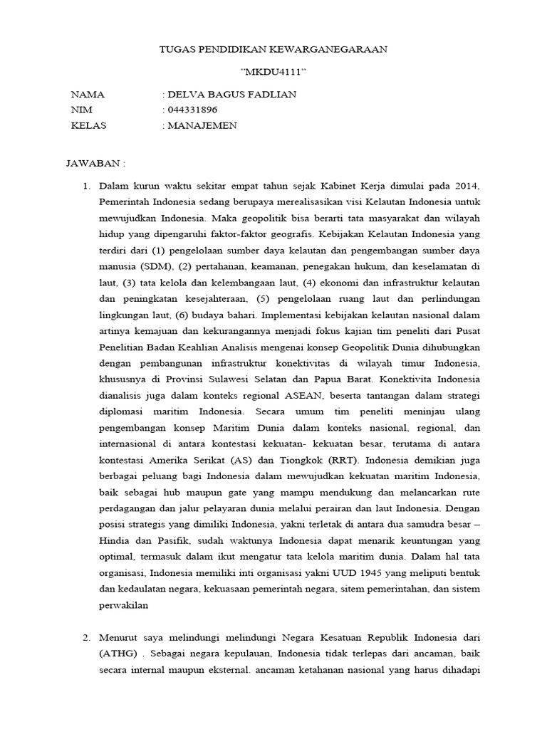 Tugas Pendidikan Kewarganegaraan | PDF