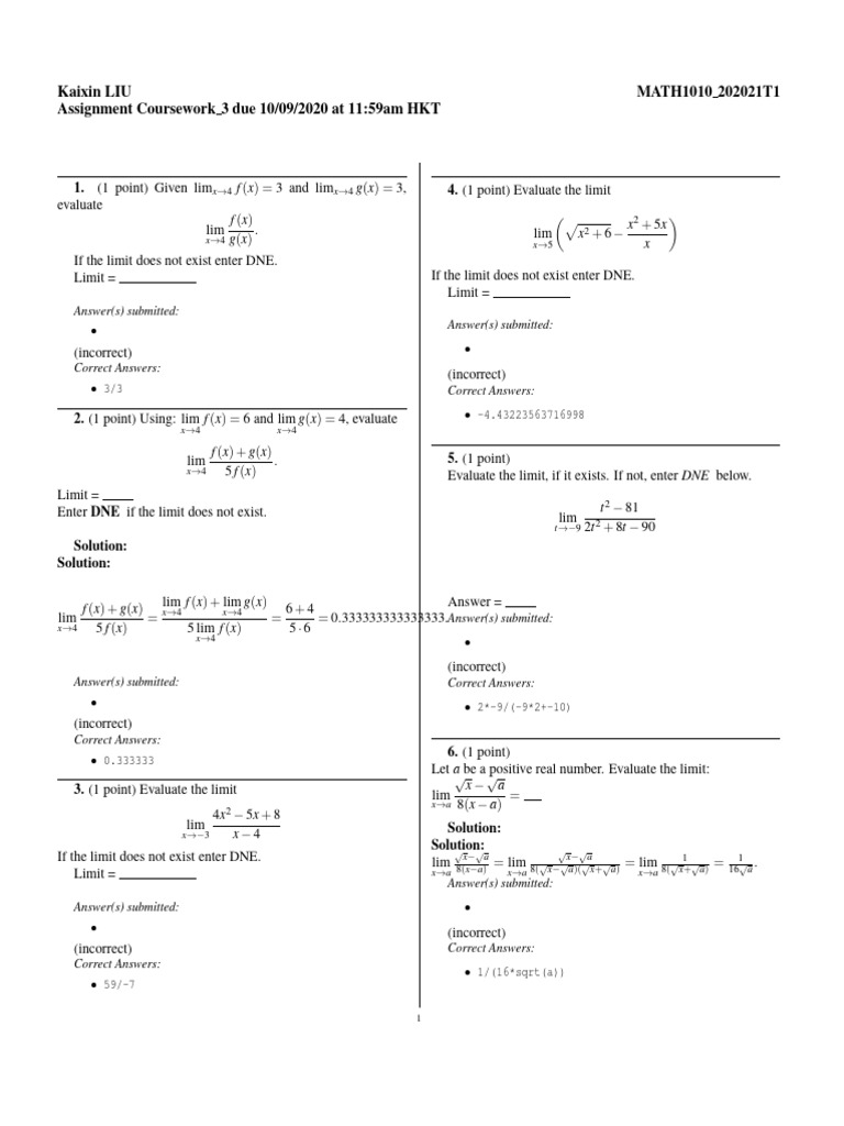 MATH1010 202021T1.1155157277.Coursework 3 | PDF | Asymptote ...