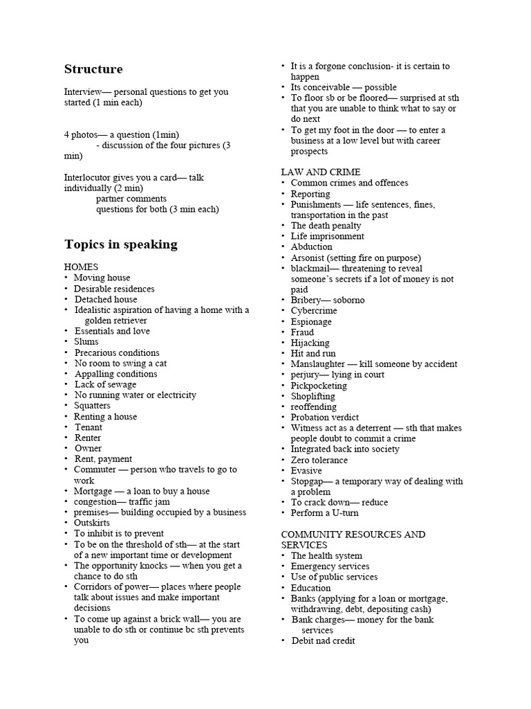 Speaking Structure and Vocab | PDF | Payments | Banks