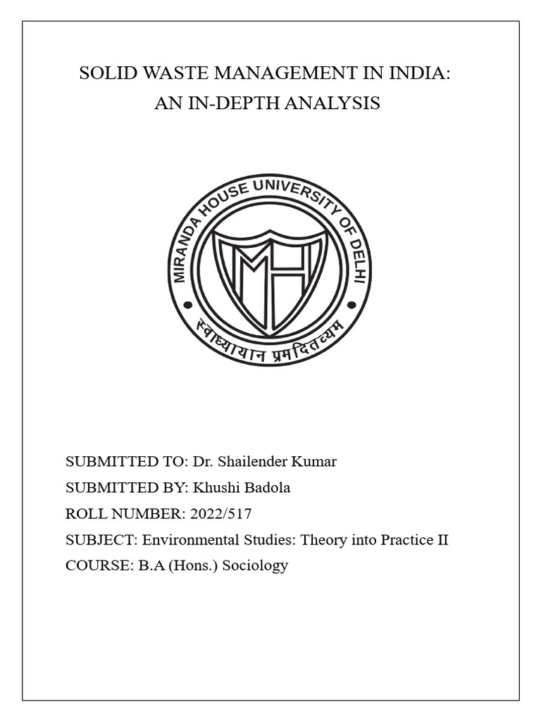 Solid Waste Management in India - Report.khushi - Badola | PDF | Waste ...