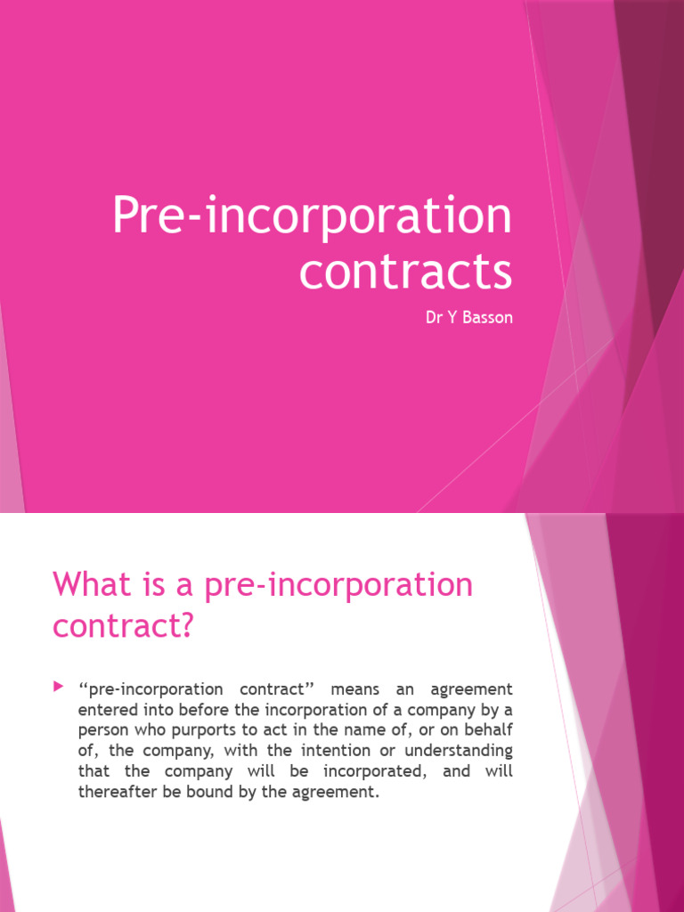 Pre-Incorporation Contracts Explained | PDF | Ratification | Legal Concepts