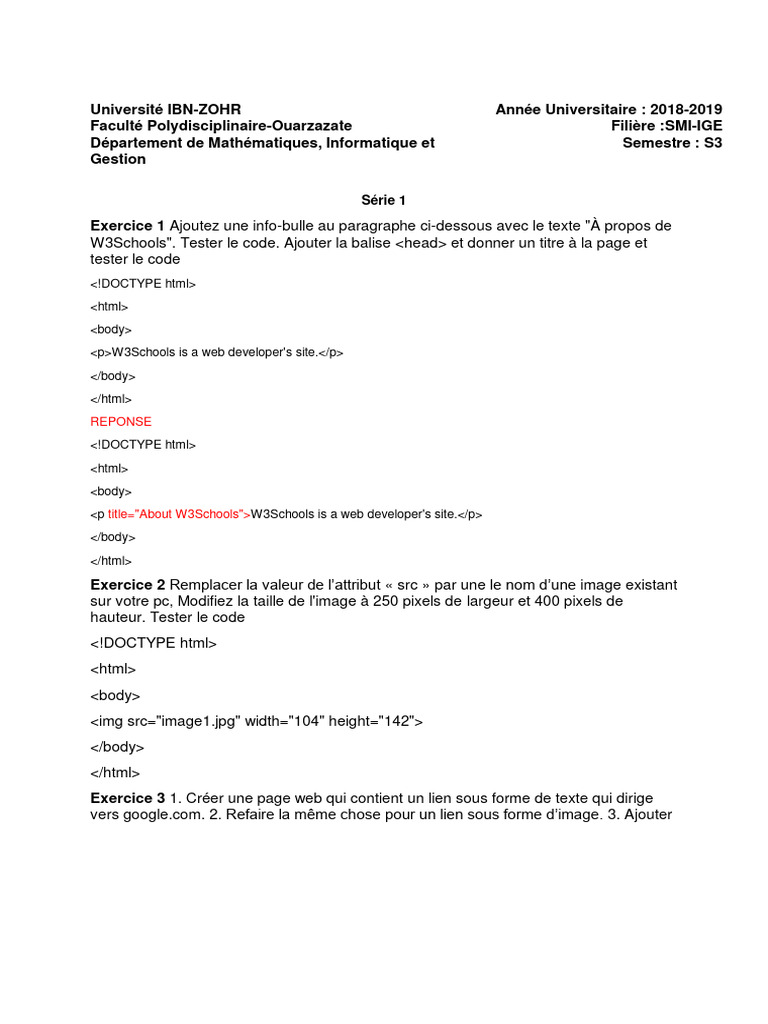 Td1 Et Correction | PDF | Informatique | Hypertexte