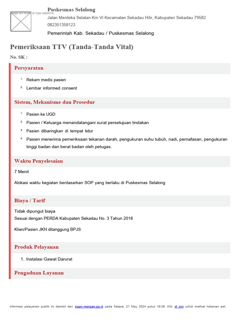 Unduh Standar Pelayanan - Pemeriksaan TTV (Tanda-Tanda Vital) | PDF