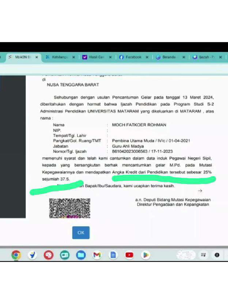 Contoh SK Pencantuman Gelar Ada Angka Kredit | PDF