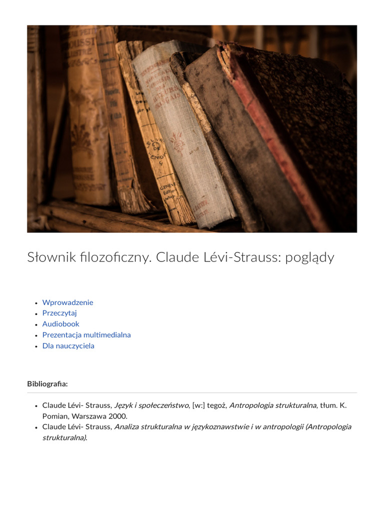 Slownik Filozoficzny Claude LeviStrauss Poglady | PDF