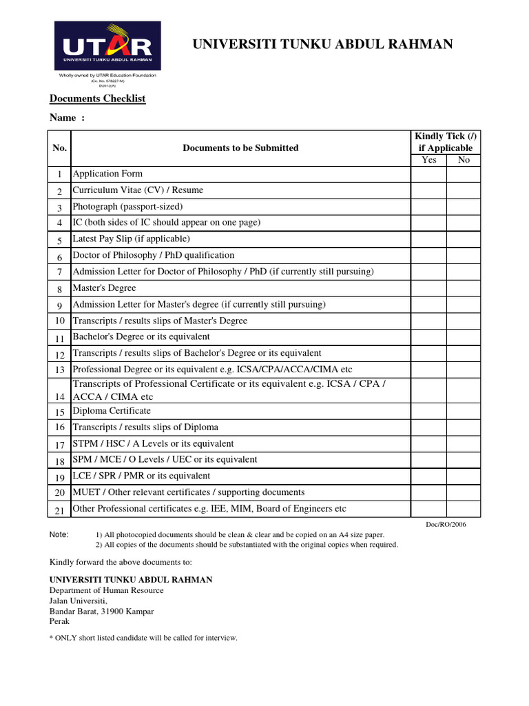 Checklist 01 | PDF