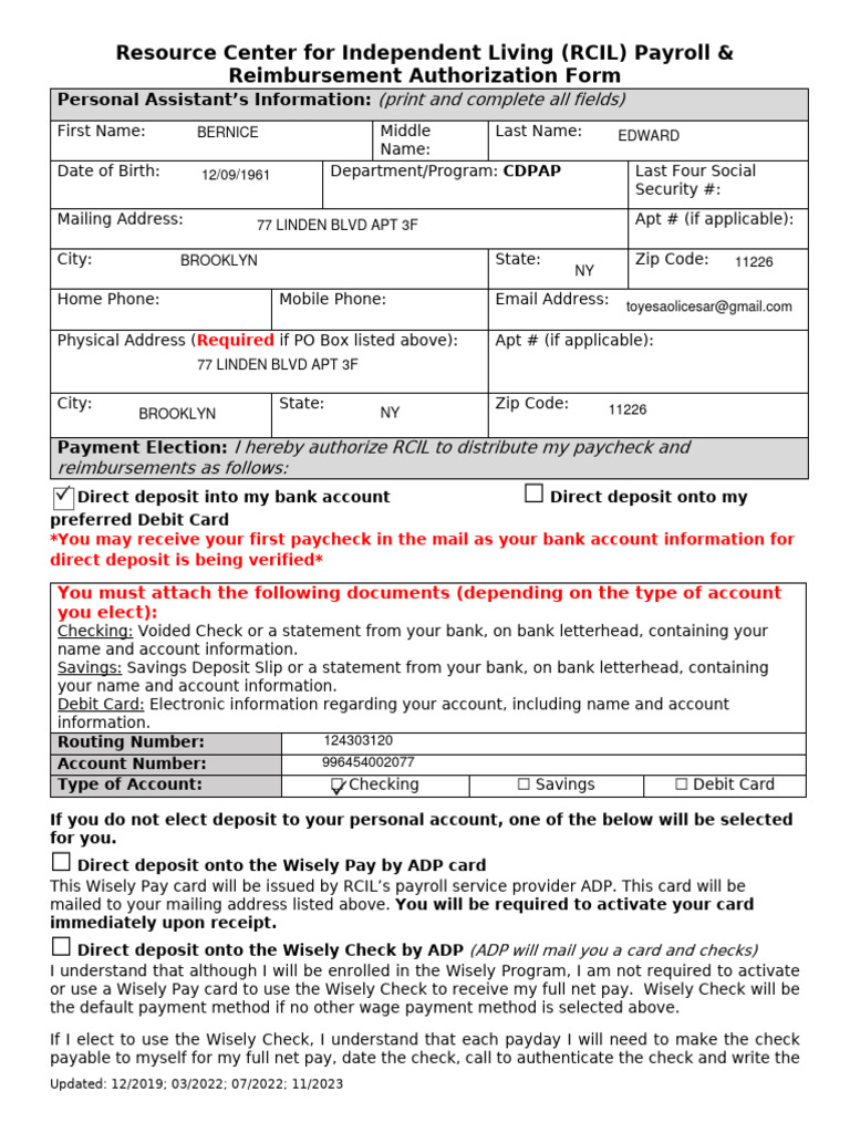 My Payroll Reimbursement Authorization Form | PDF | Paycheck | Personal ...