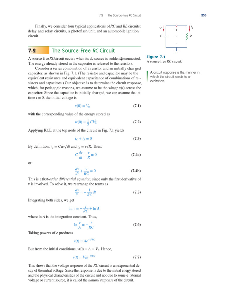 The Source-Free RC Circuit: V (T) Across The | PDF | Electrical Network | Capacitor