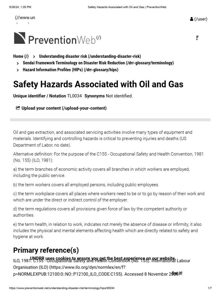 Safety Hazards Associated with Oil and Gas _ PreventionWeb | PDF ...