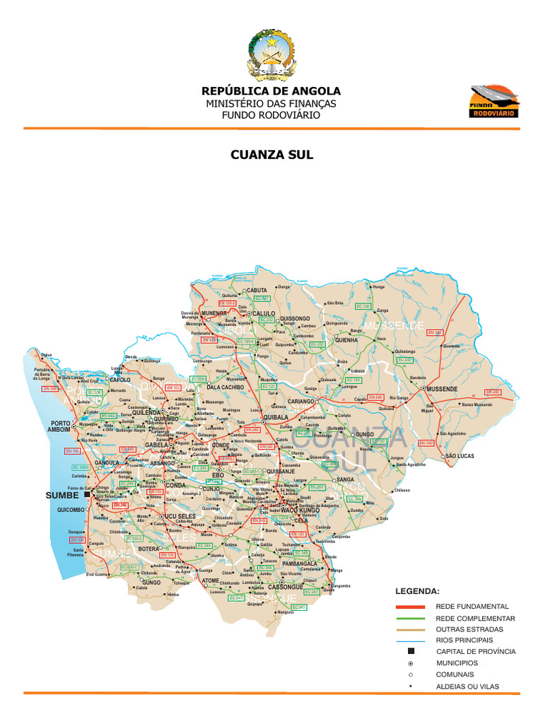 Mapa Rodoviario Cuanza Sul | PDF