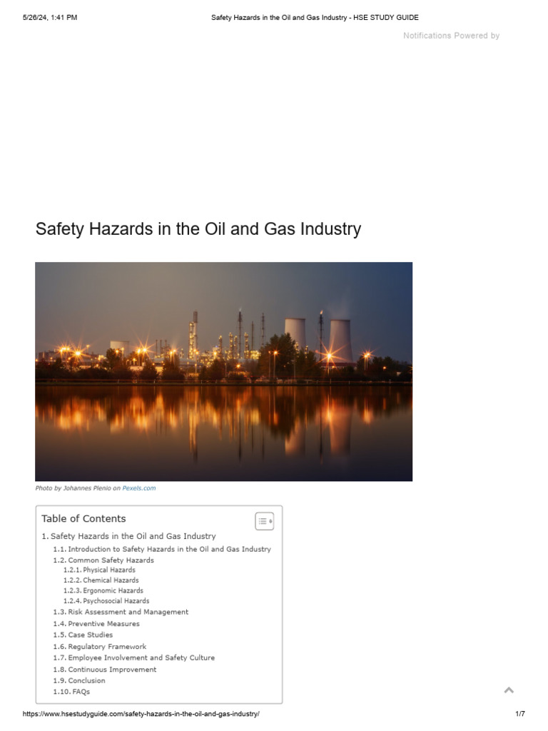 Safety Hazards in the Oil and Gas Industry - HSE STUDY GUIDE | PDF | Hazards | Risk