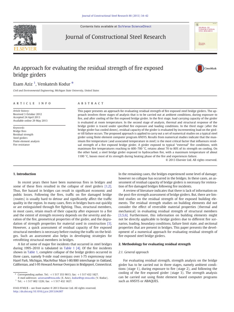 Residual Strength of Fire-Damaged Girders | PDF | Strength Of Materials ...