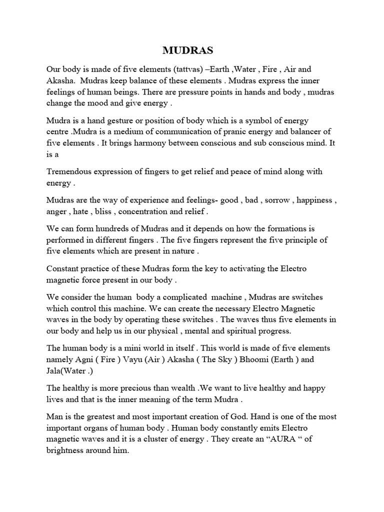 Mudras 1 To 15 | PDF | Hatha Yoga | Breathing