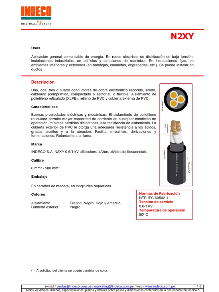 N2XY Indeco | PDF | Cobre | Electricidad