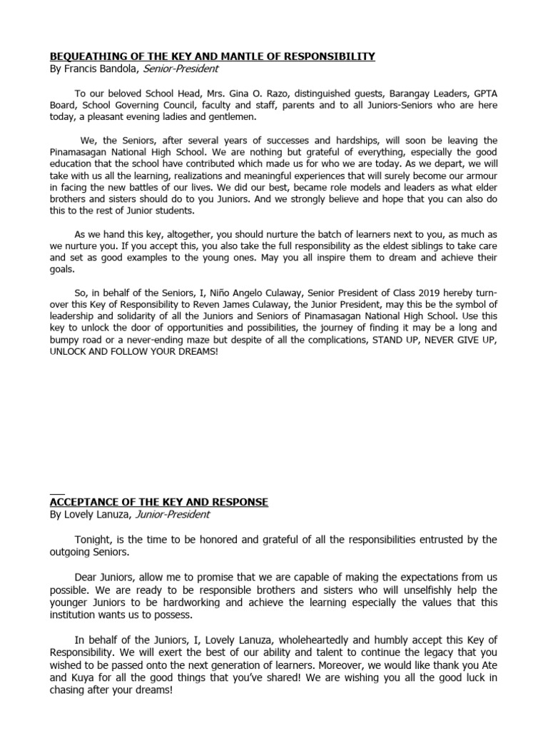 Turn-Over Speeches | PDF