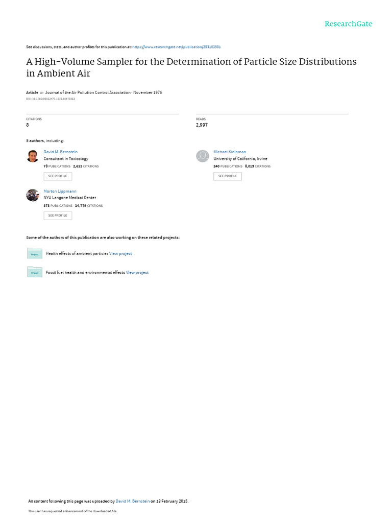 High-Volume Air Particle Sampler | PDF | Aerosol | Particulates