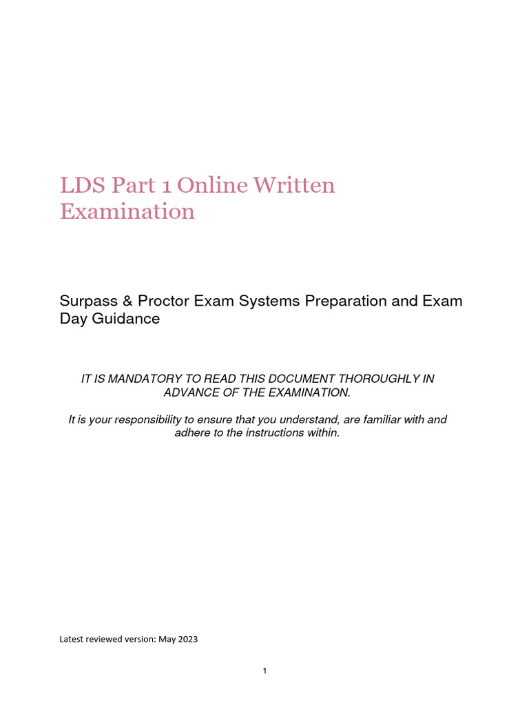 LDS Part 1 - Guide To Online Surpass ProctorExam Systems | PDF | Mobile ...