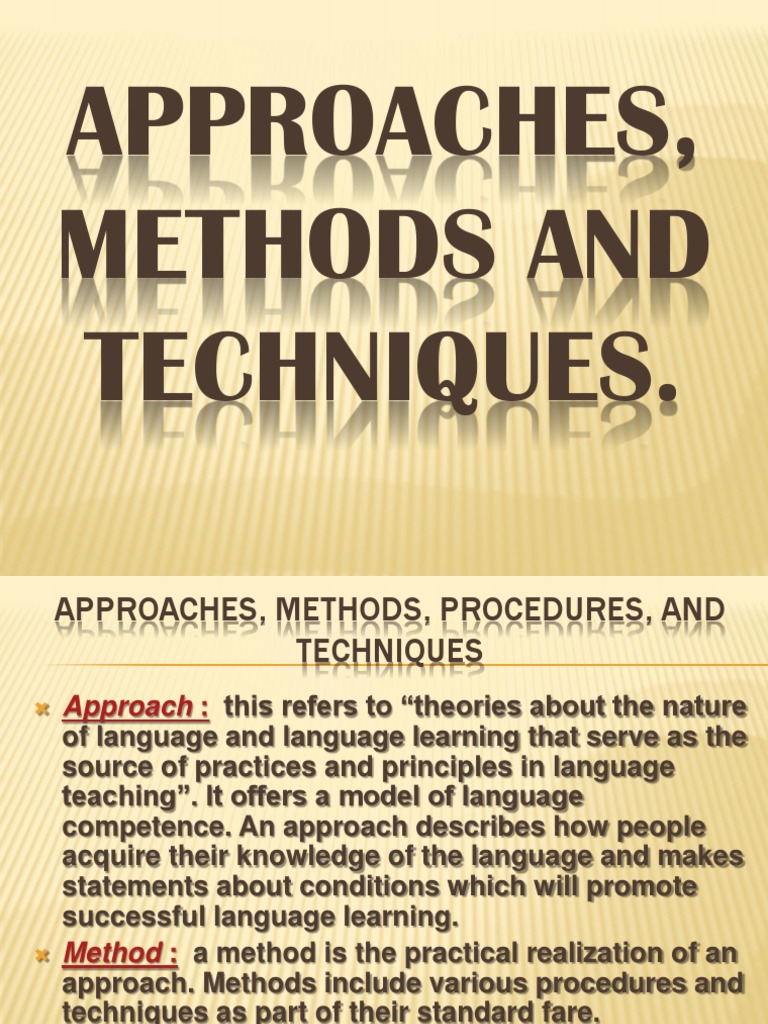 Approaches, Methods and Techniques | PDF | Language Education ...