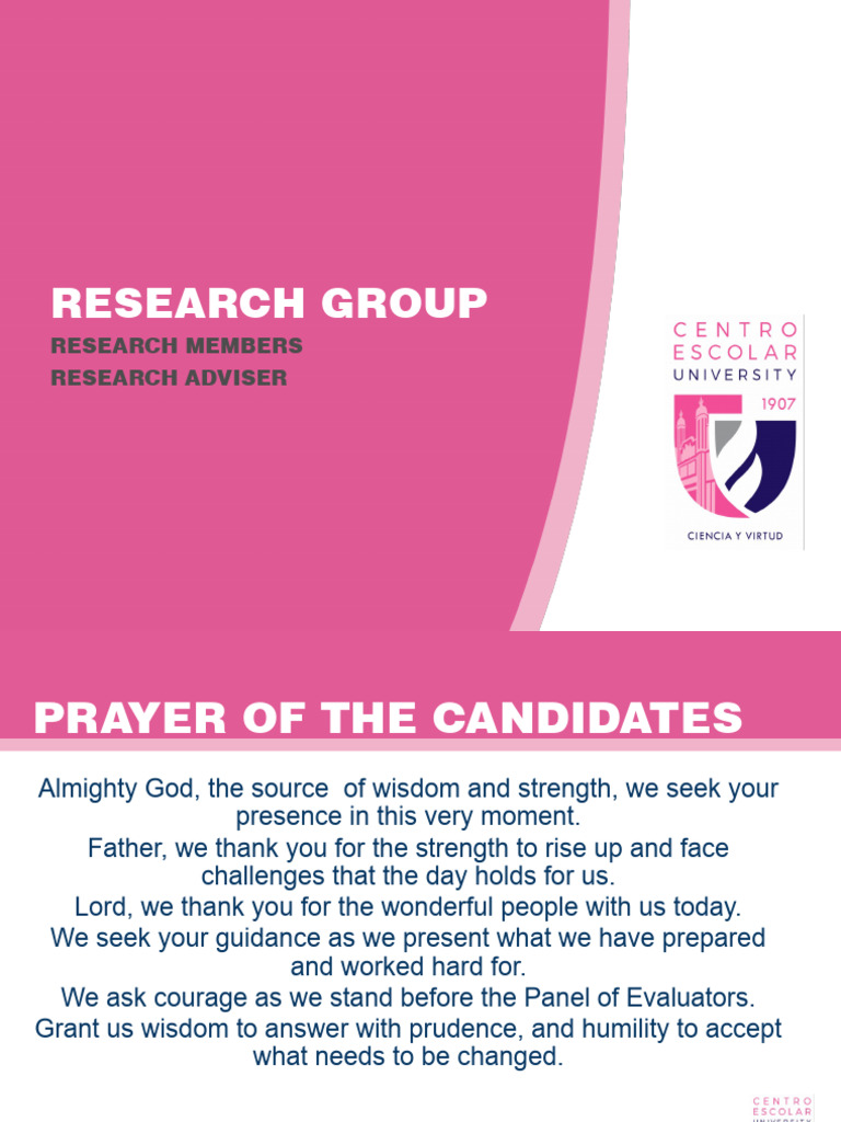 Research Defense Template Manila Campus 1 | PDF | Prayer