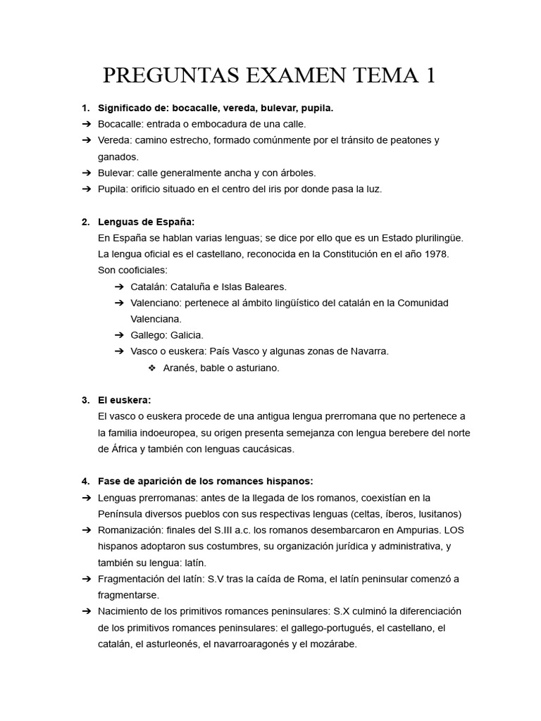 Preguntas TEMA 1 | PDF | Lengua española | Dialecto