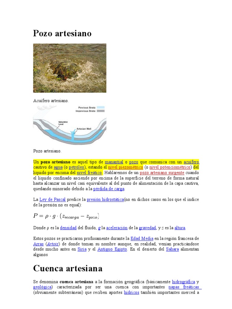 Características del pozo artesiano | PDF | Líquidos | Hidrología