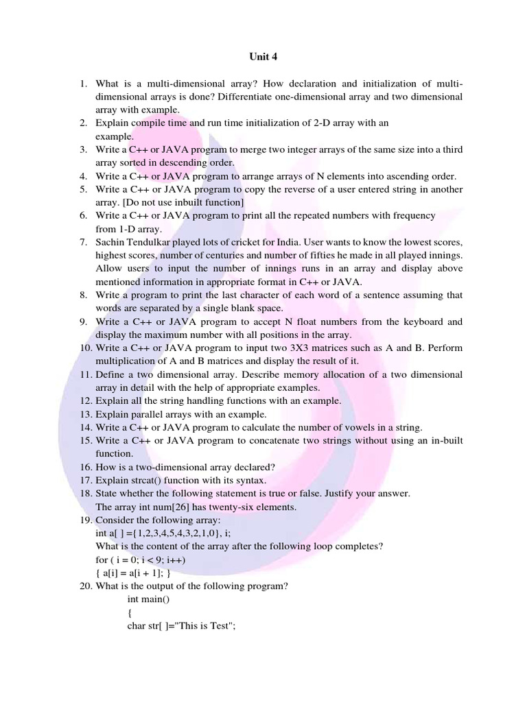 FOP Assignment U 4 To U 6 | PDF | C++ | Matrix (Mathematics)