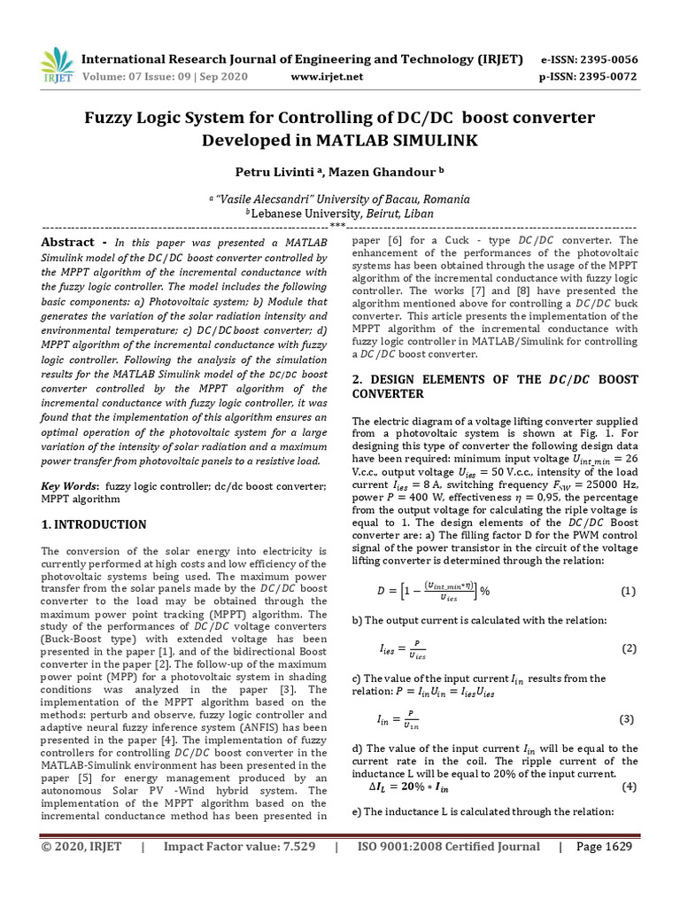 IRJET Fuzzy Logic System For Controlling | PDF | Electronics | Electricity