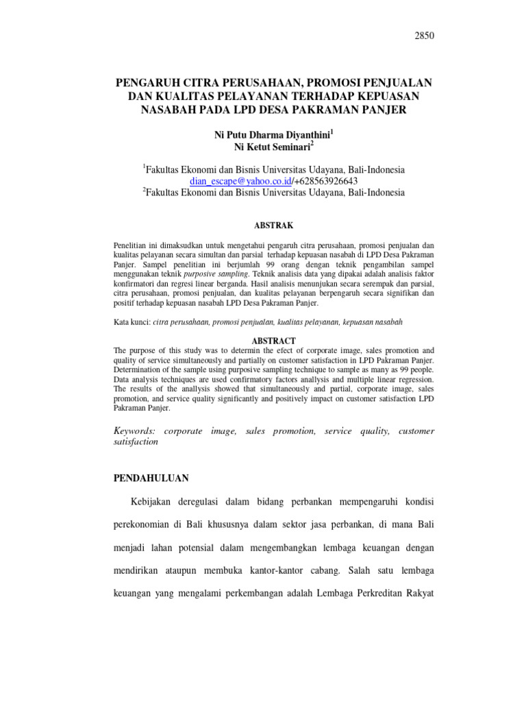 Pengaruh Citra Perusahaan, Promosi Penjualan Dan Kualitas Pelayanan ...