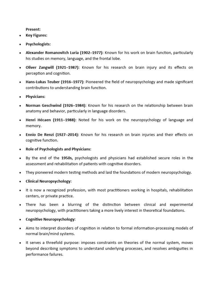 Clinical Neuropsychology Evolution | PDF | Neuropsychology | Mental ...