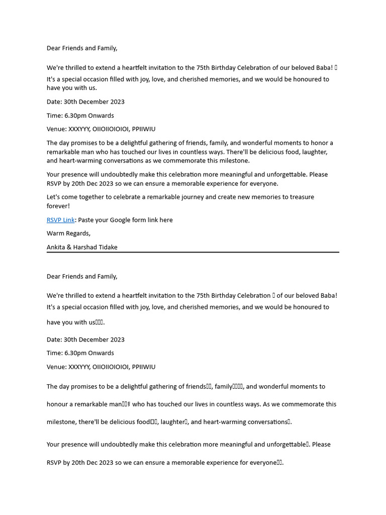 Birthday Invitation Message | PDF