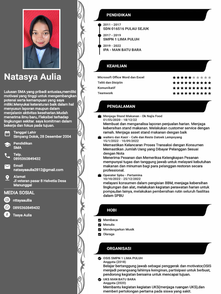 CV Natasya Aulia | PDF