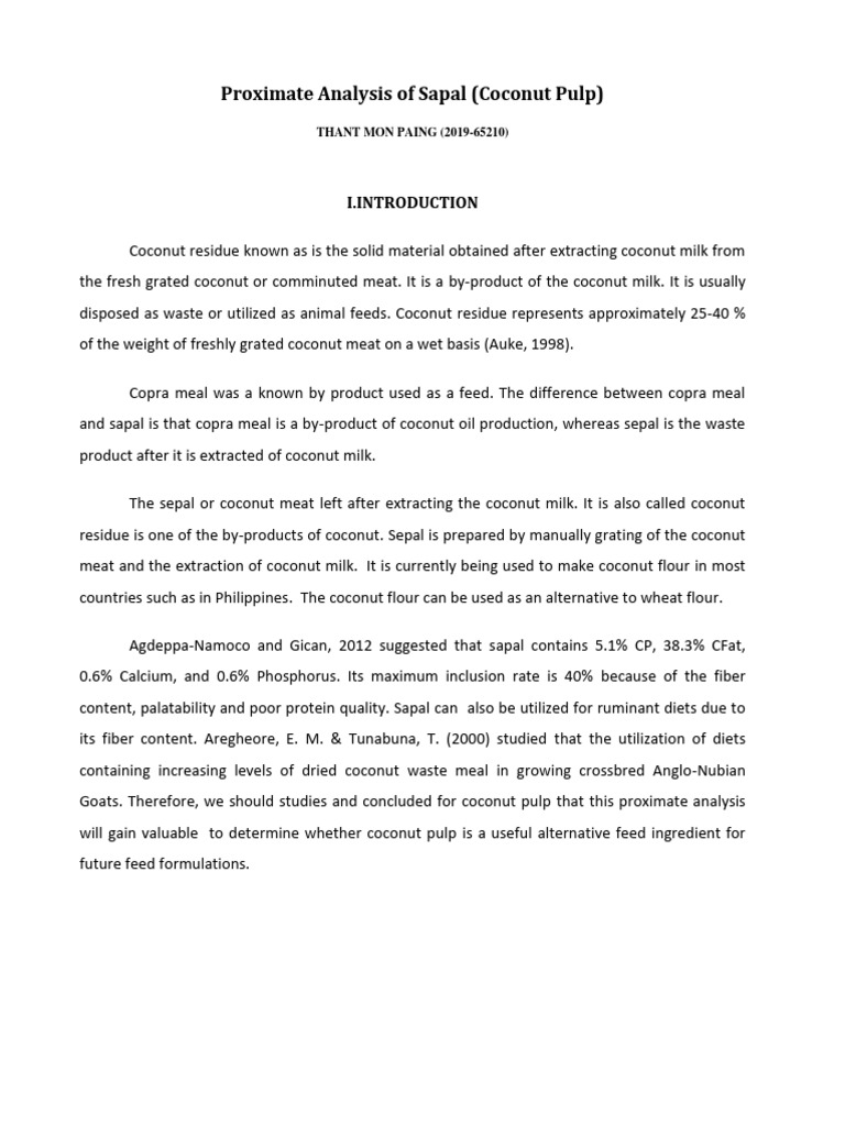 Feed Analysis Report | PDF | Coconut Oil | Flour