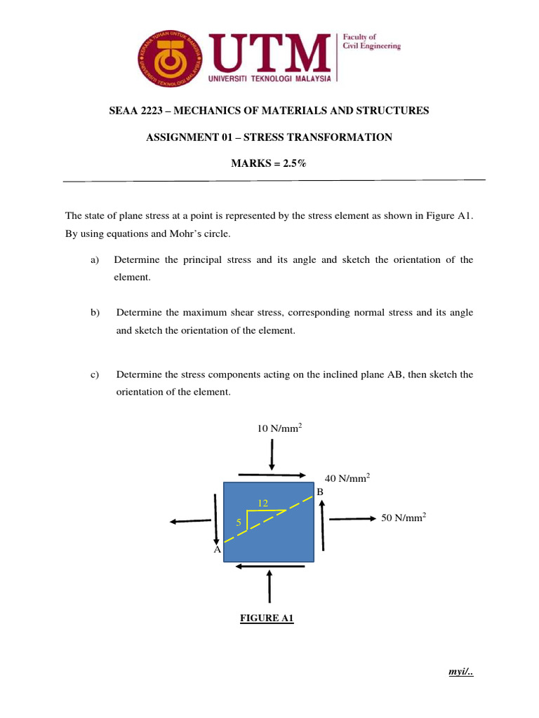Assignment 01 - Stress Transformation | PDF