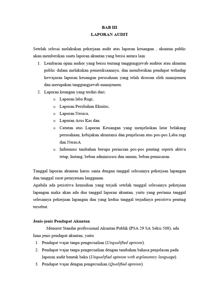 BAB 3 Laporan Audit | PDF