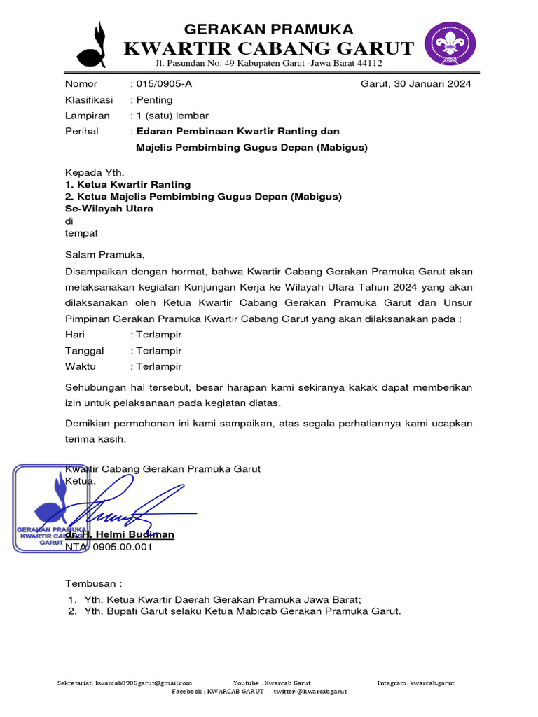 Edaran Pembinaan Pramuka Garut 2024 | PDF