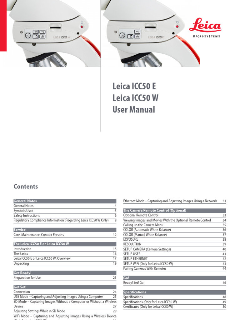 Leica ICC50E ICC50W UserManual EN | PDF | Camera | Usb