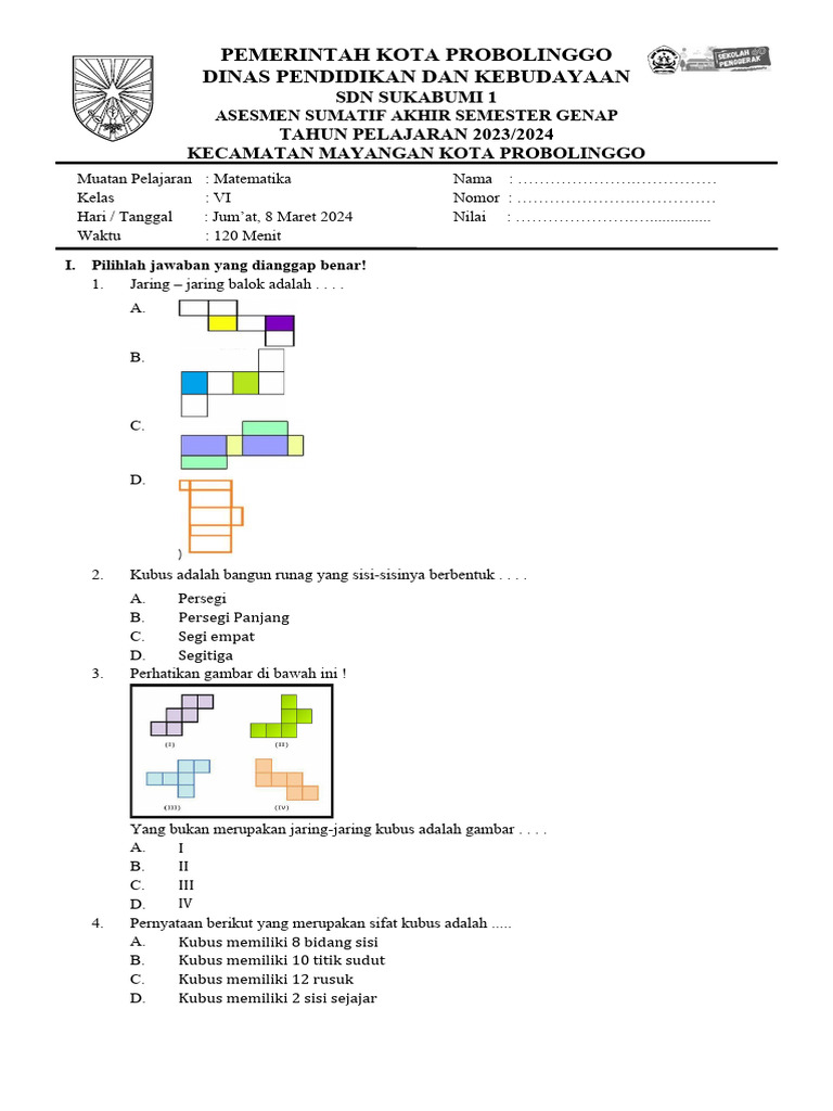 MASTER Soal Matematika AAS Genap 2324 | PDF