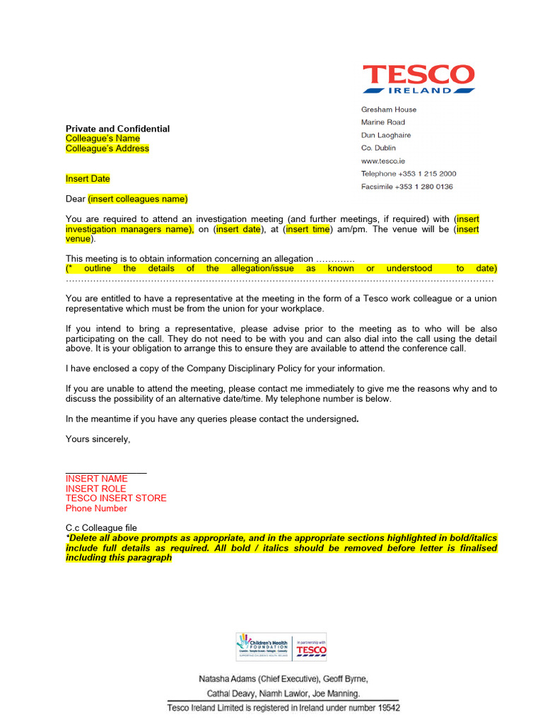 Investigation Meeting Notice | PDF