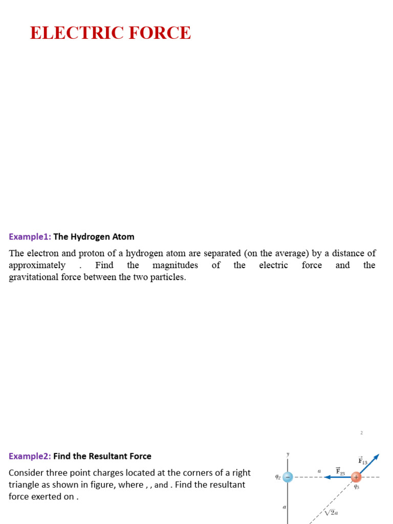 Electric Force Calculations and Examples | PDF | Force | Electric Charge
