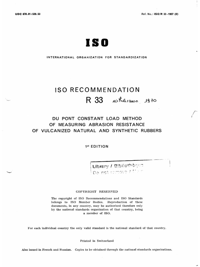 ISO R 00033-1957 Scan | PDF