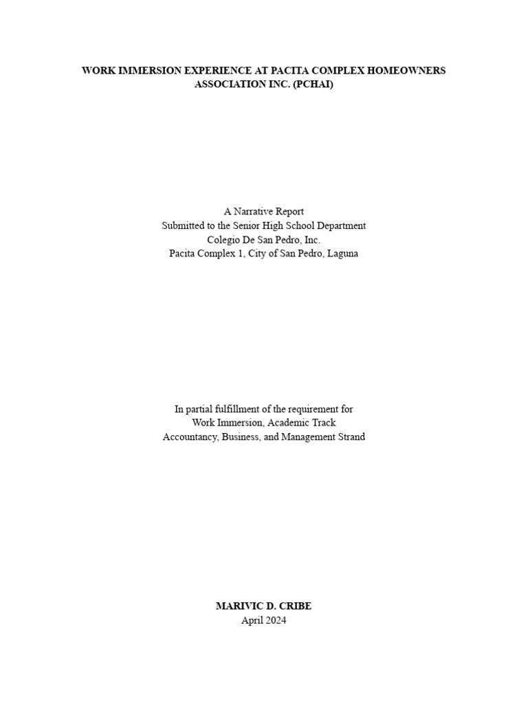 Work Immersion | PDF | Behavior Modification | Cognition