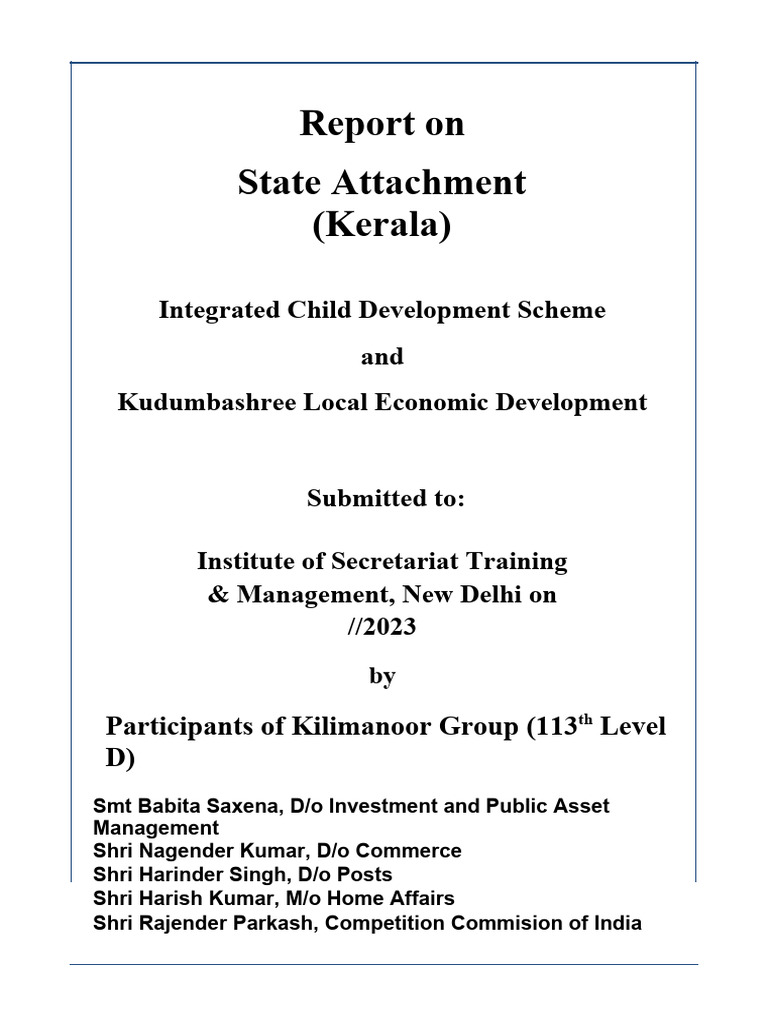 Kerala's Integrated Child Development & Kudumbashree Report | PDF ...