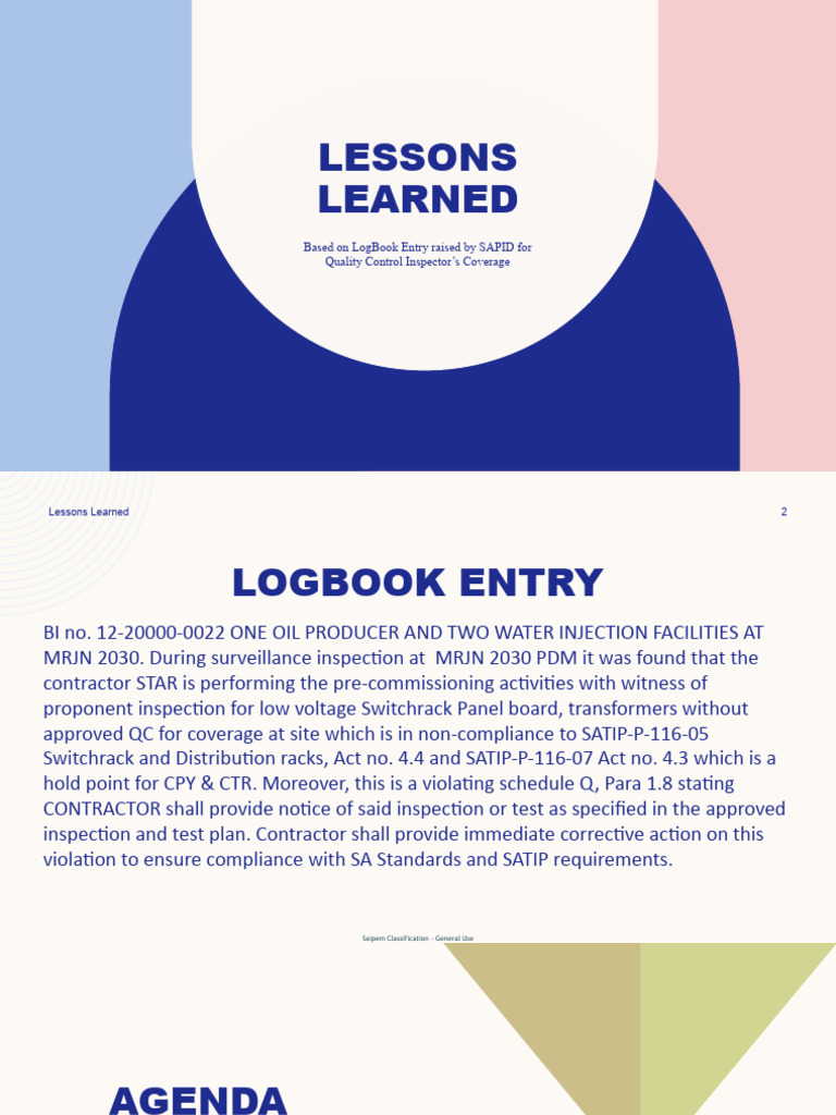 Lessons Learned | PDF