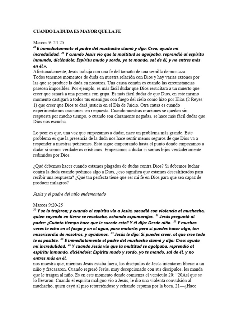 Cuando La Duda Es Mayor Que La Fe | PDF | Amor | Jesús