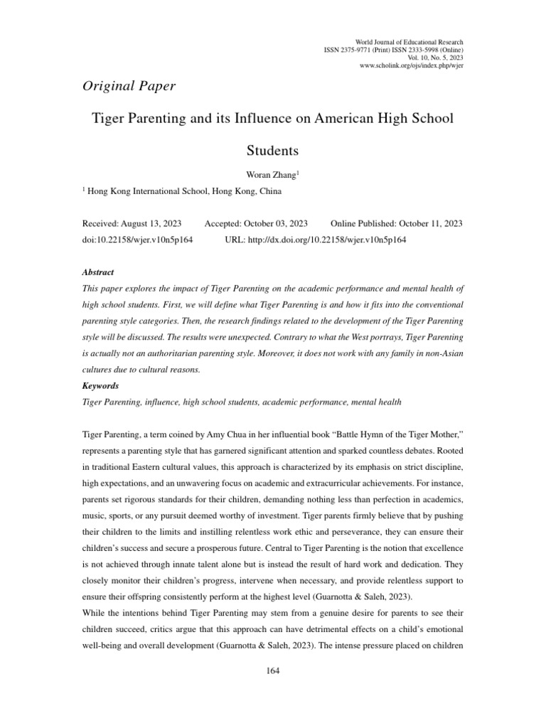Tiger Parenting and Its Influence On American High | PDF | Parenting ...