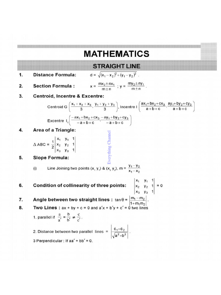 Eamcet Maths Short Cut Formulas | PDF