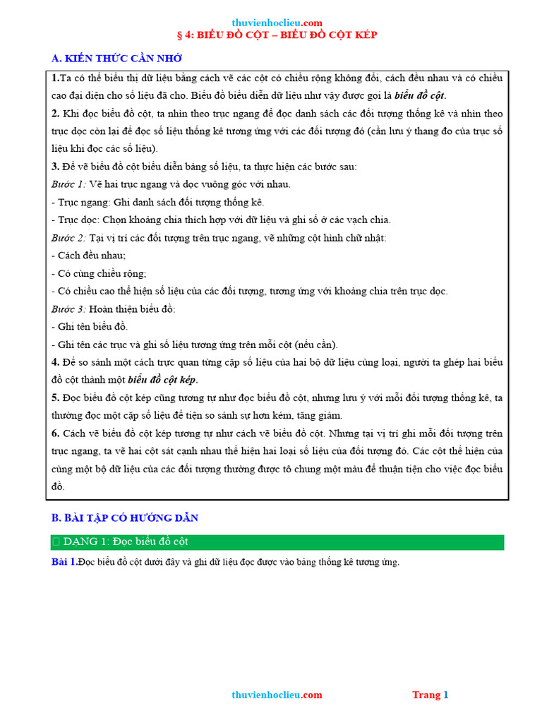 Bai Tap Bai 4 BIEU DO COT - BIEU DO COT KEP CTST | PDF