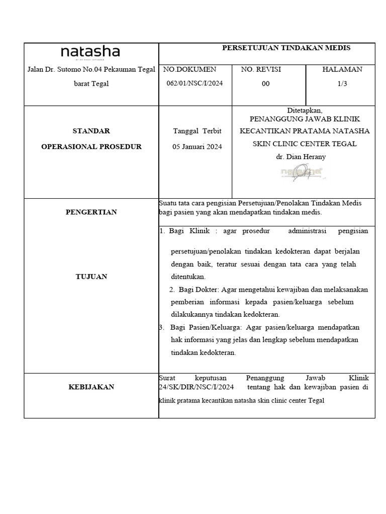 Prosedur Persetujuan Tindakan Medis | PDF | Pengembangan Diri | Sains ...