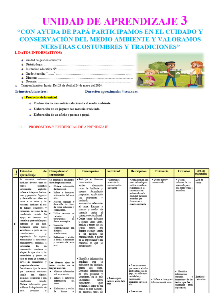3° Unidad de Aprendizaje 3 Junio 2024 | PDF | Números | Multiplicación